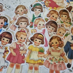 Vintage Paper Doll Sticker Set / Little Girl Sticker - Etsy