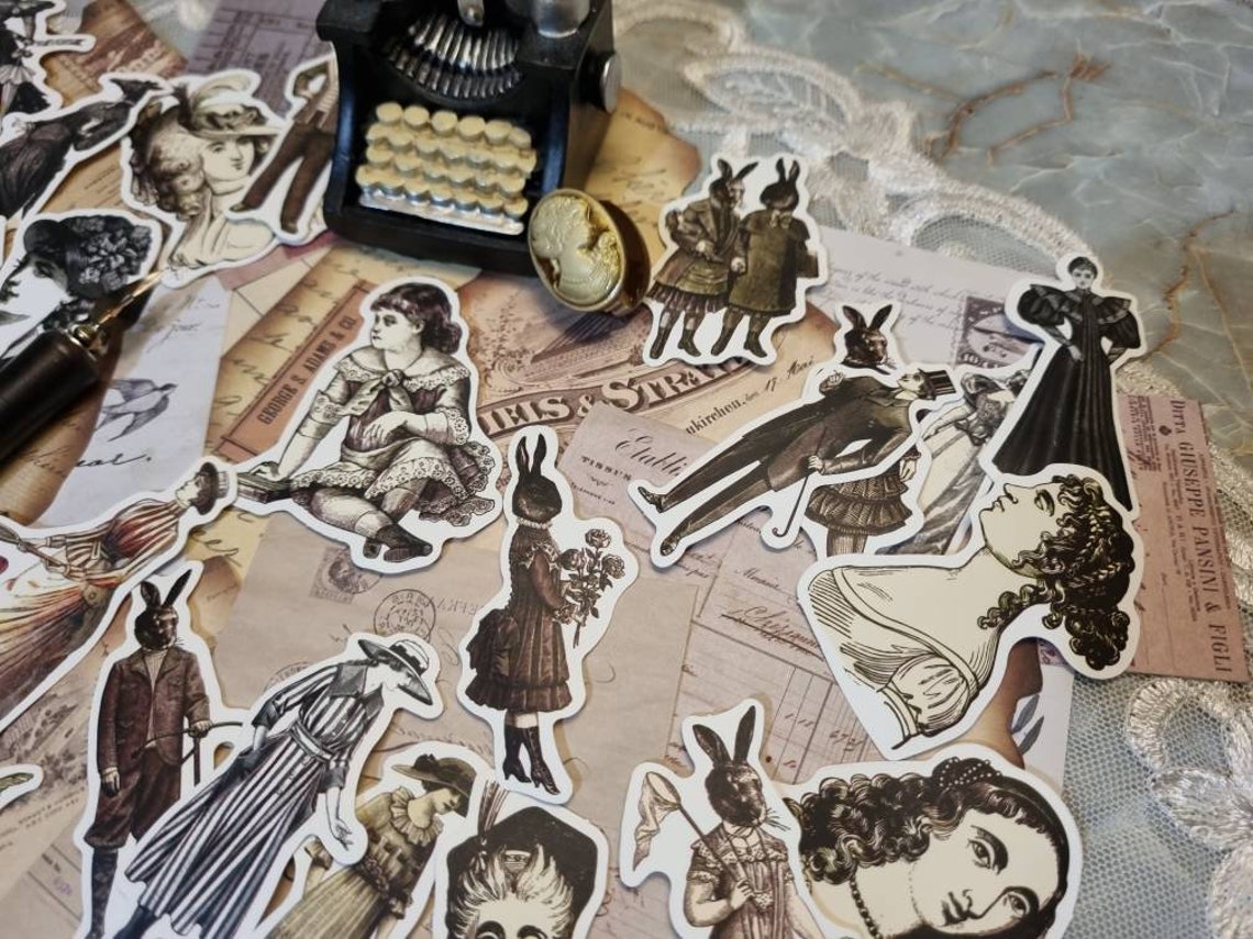 Vintage Lady Sticker Set / Vintage People Sticker Pack / Vintage Style ...