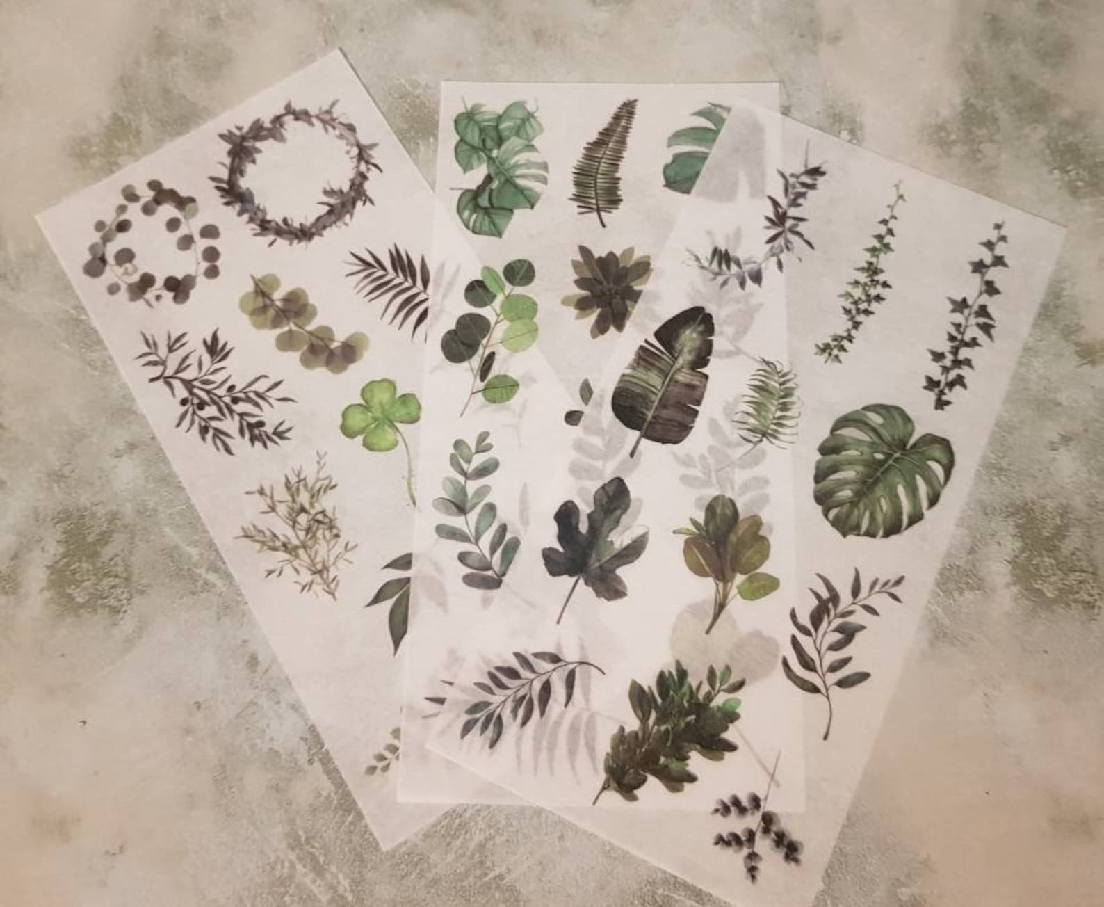 Green Leaf Sticker Set/ Decorative Washi Style Sticker Sheet - Etsy