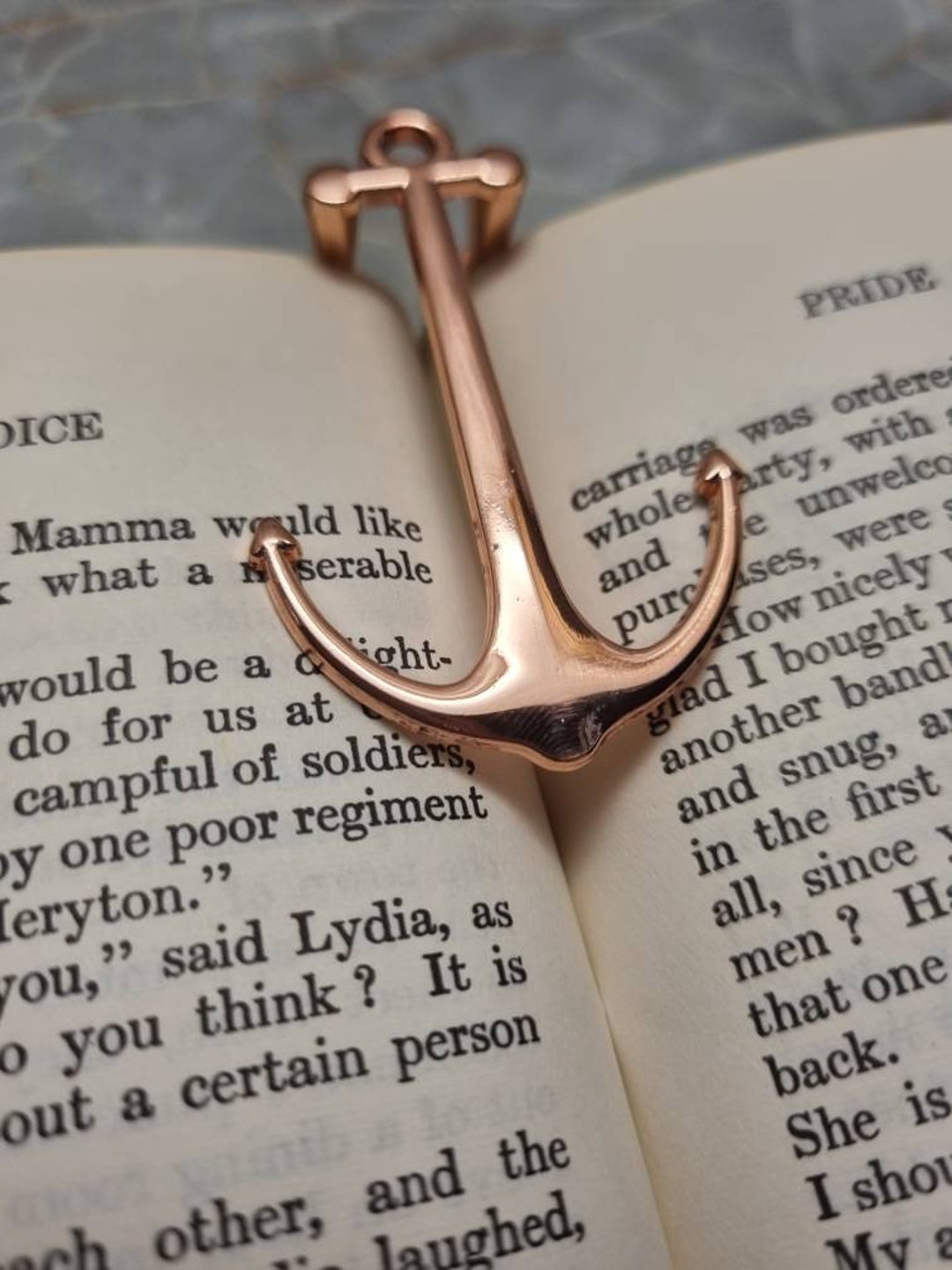 Anchor Bookmark/ Rose Gold Metal Page Saver/ Rose Gold Anchor Bookmark ...