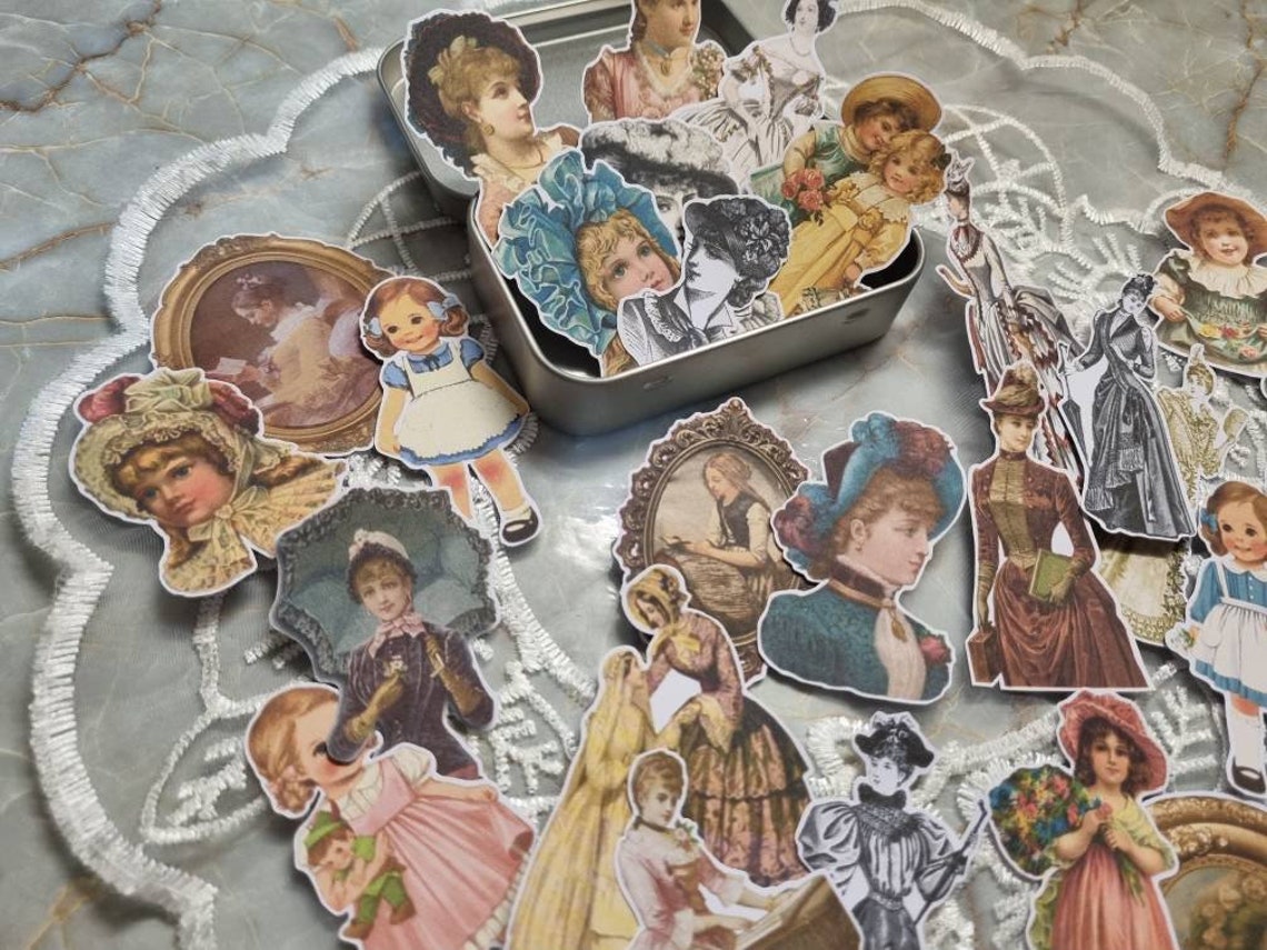 Vintage Lady Sticker Set/ Paper Doll Sticker Set/ Vintage | Etsy