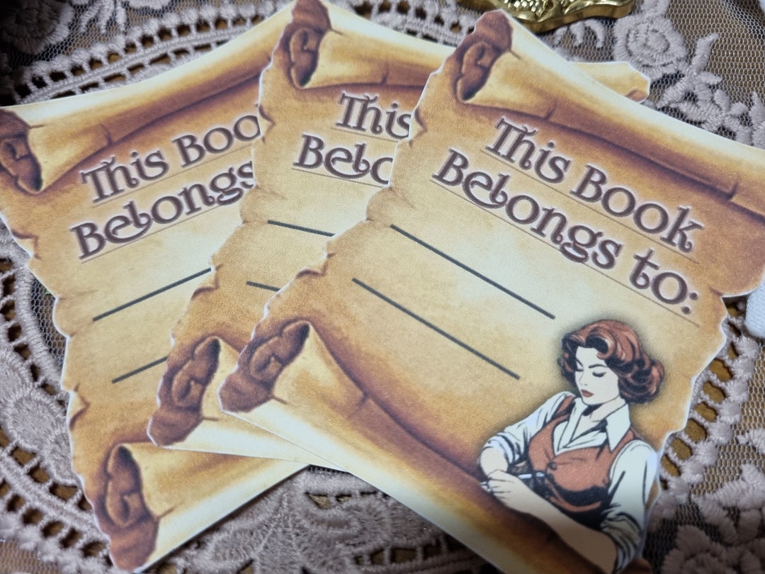 This Book Belongs To' Sticker, Large Vintage Styled & Hand Desinged ...