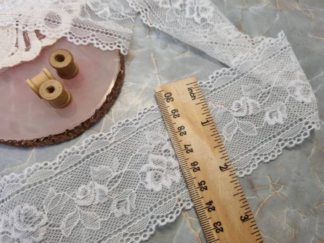 White Wide Embroidered Lace Trim / Floral Rose Decorative Lace / Soft ...