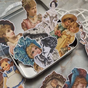 Vintage Lady Sticker Set/ Paper Doll Sticker Set/ Vintage Sticker Pack ...