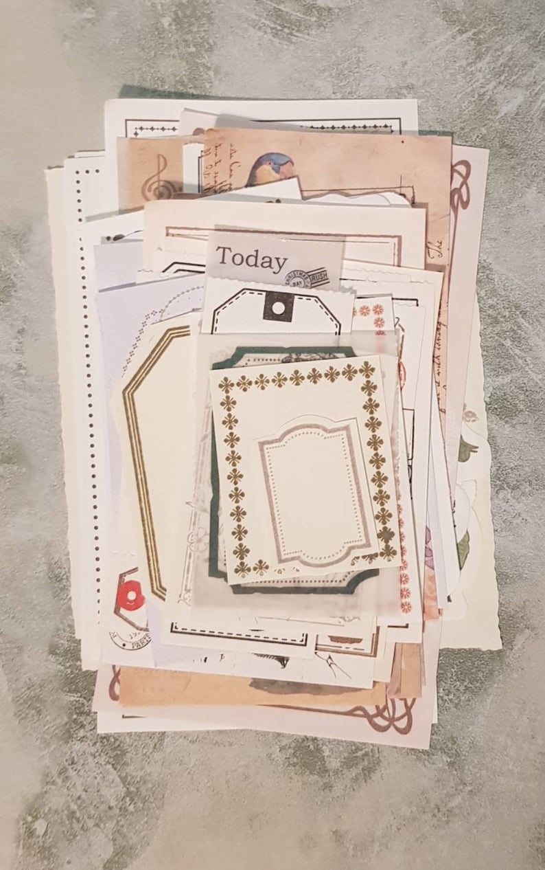 Assorted Memo & Label Pack/ Selection of Memo Papers/ Vintage Style ...