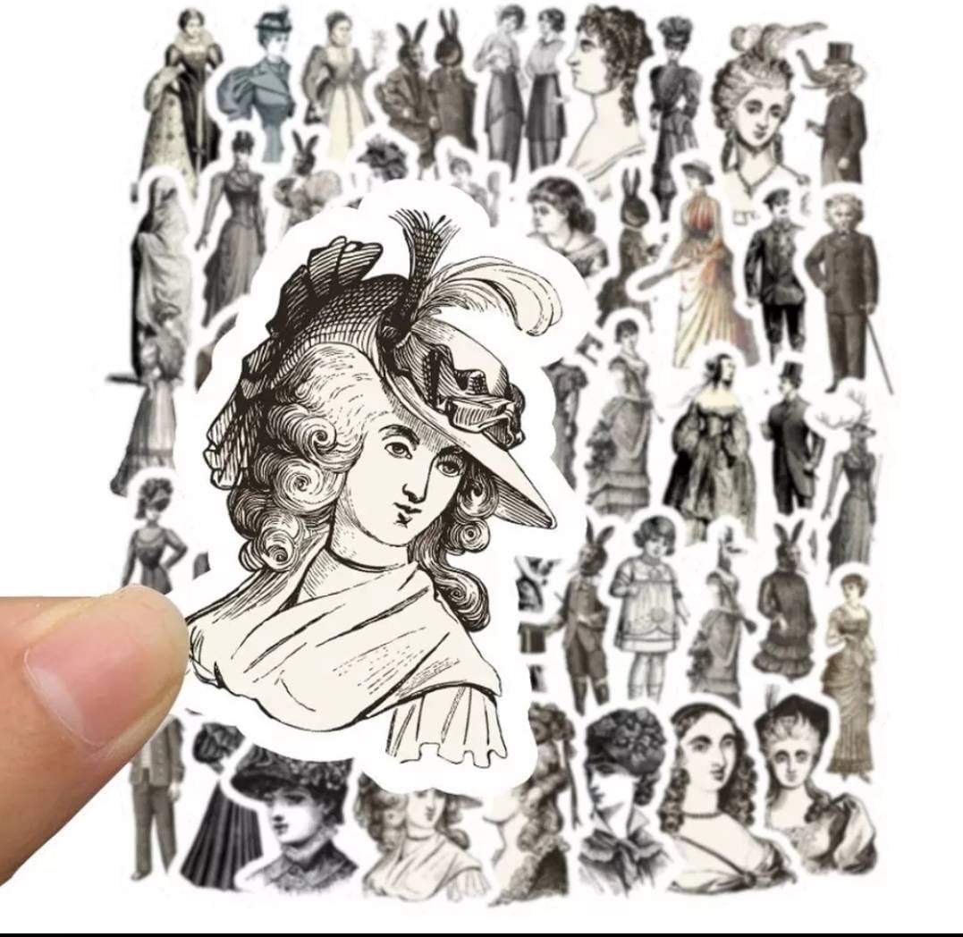 Vintage Lady Sticker Set / Vintage People Sticker Pack / Vintage Style ...
