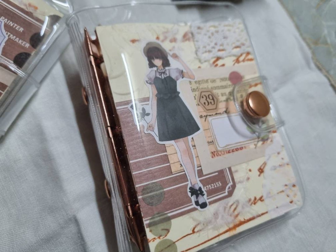 Mini Collaged Journal, Rose Gold Journal Binder, Mini Collage Junk ...