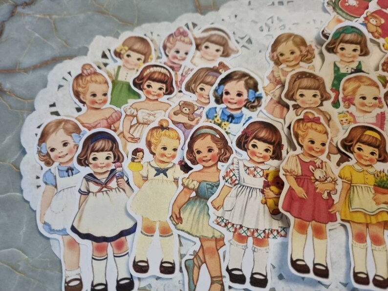 Vintage Paper Doll Sticker Set / Little Girl Sticker - Etsy