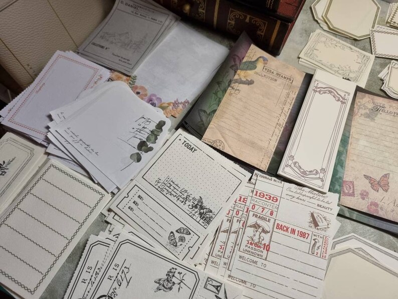 Assorted Memo & Label Pack/ Selection of Memo Papers/ Vintage Style ...