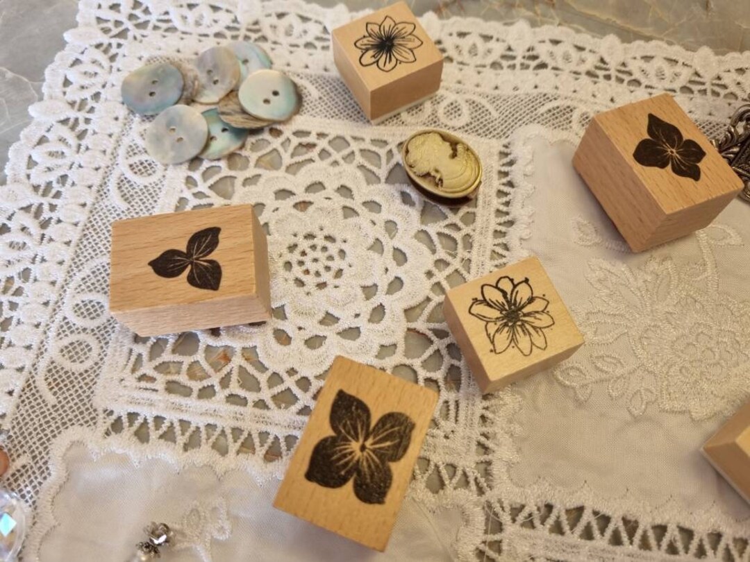 Flower Stamp Collection / Wooden Stamp / Small Flower Stamp / Flower ...
