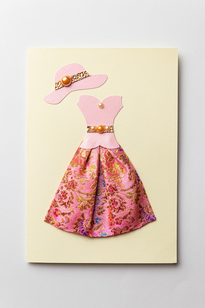 Handmade Greeting Cards, Birthday Cards, Women's Cards, Fabric Dress ...