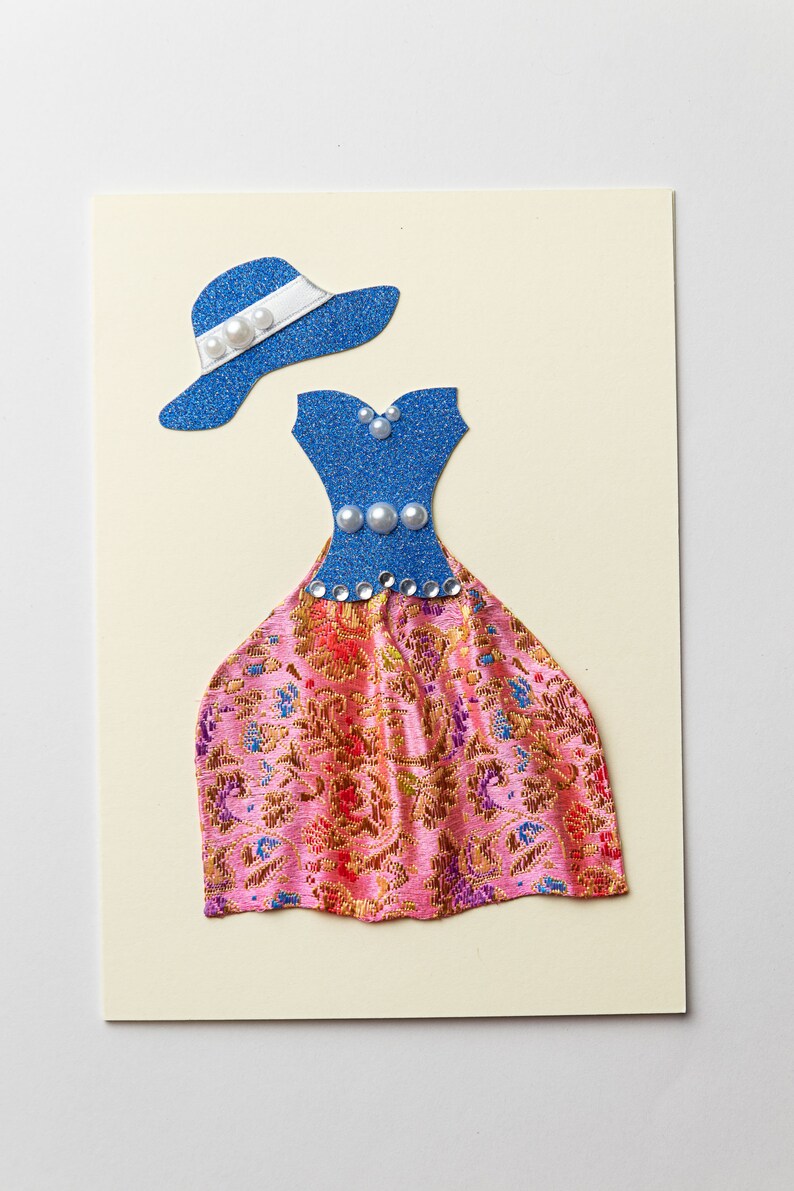 Handmade Greeting Cards, Birthday Cards, Women's Cards, Fabric Dress ...