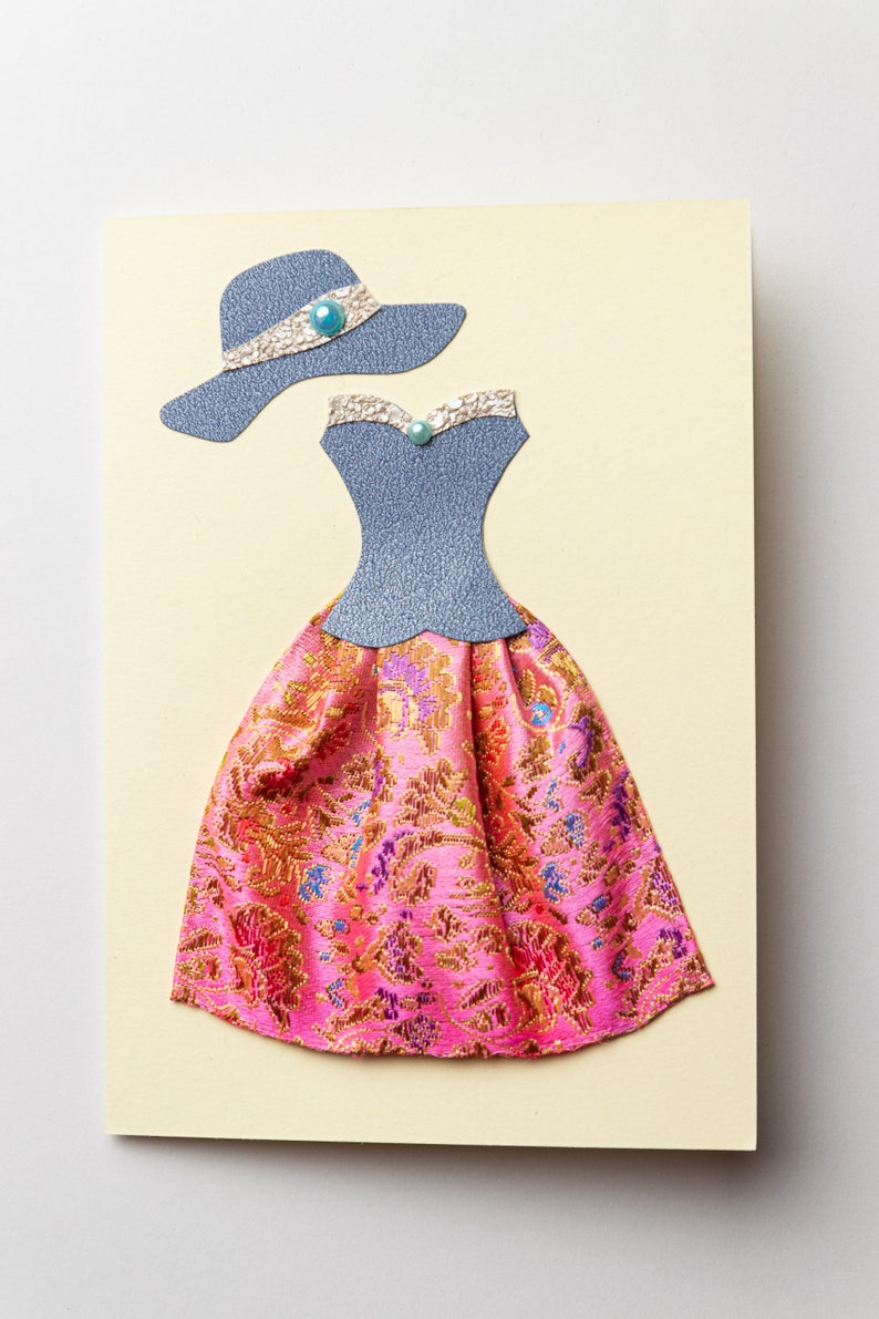 Handmade Greeting Cards, Birthday Cards, Women's Cards, Fabric Dress ...