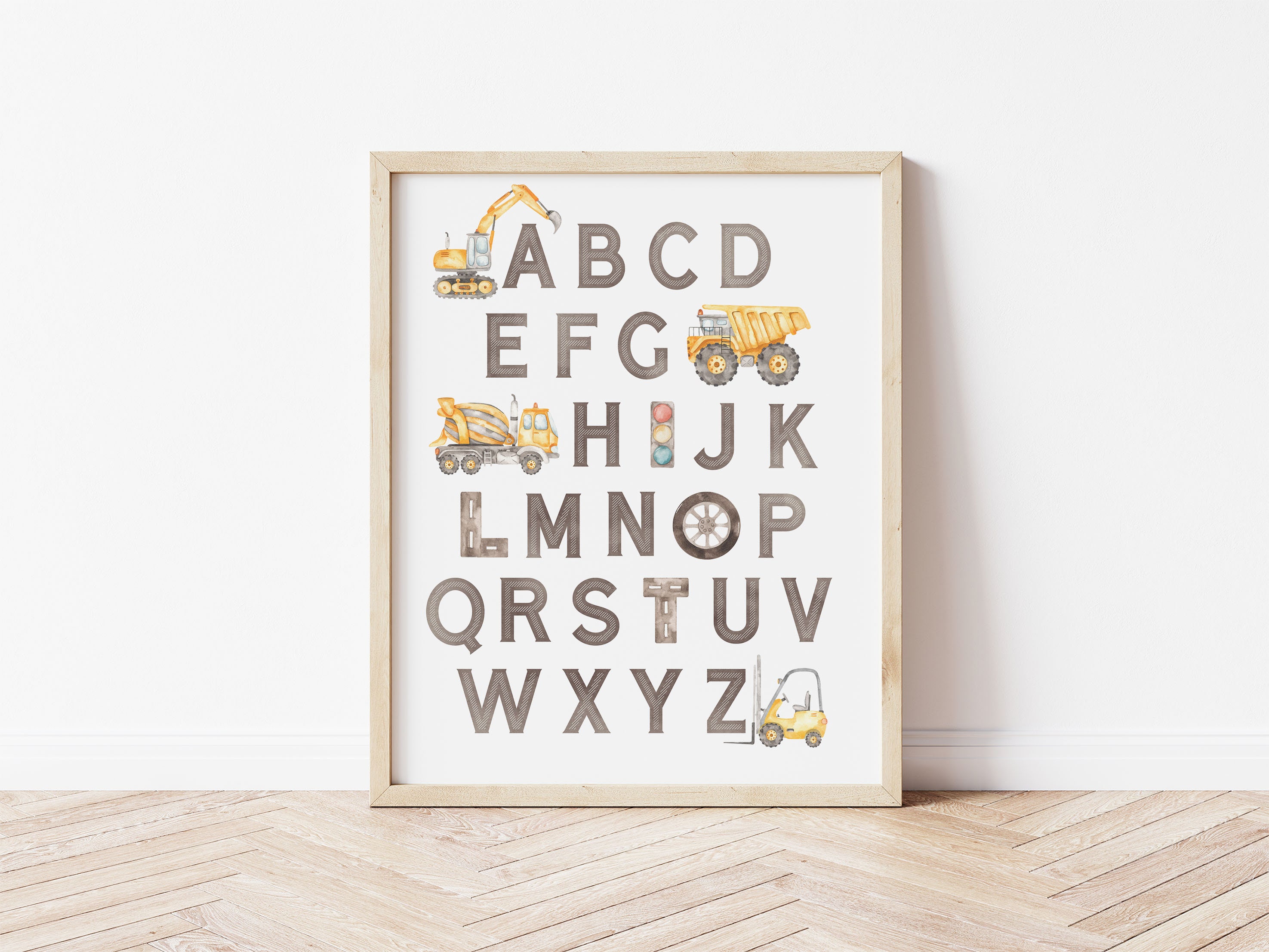 Construction Alphabet Poster, Printable, Nursery Decor, ABC Print, Kids ...