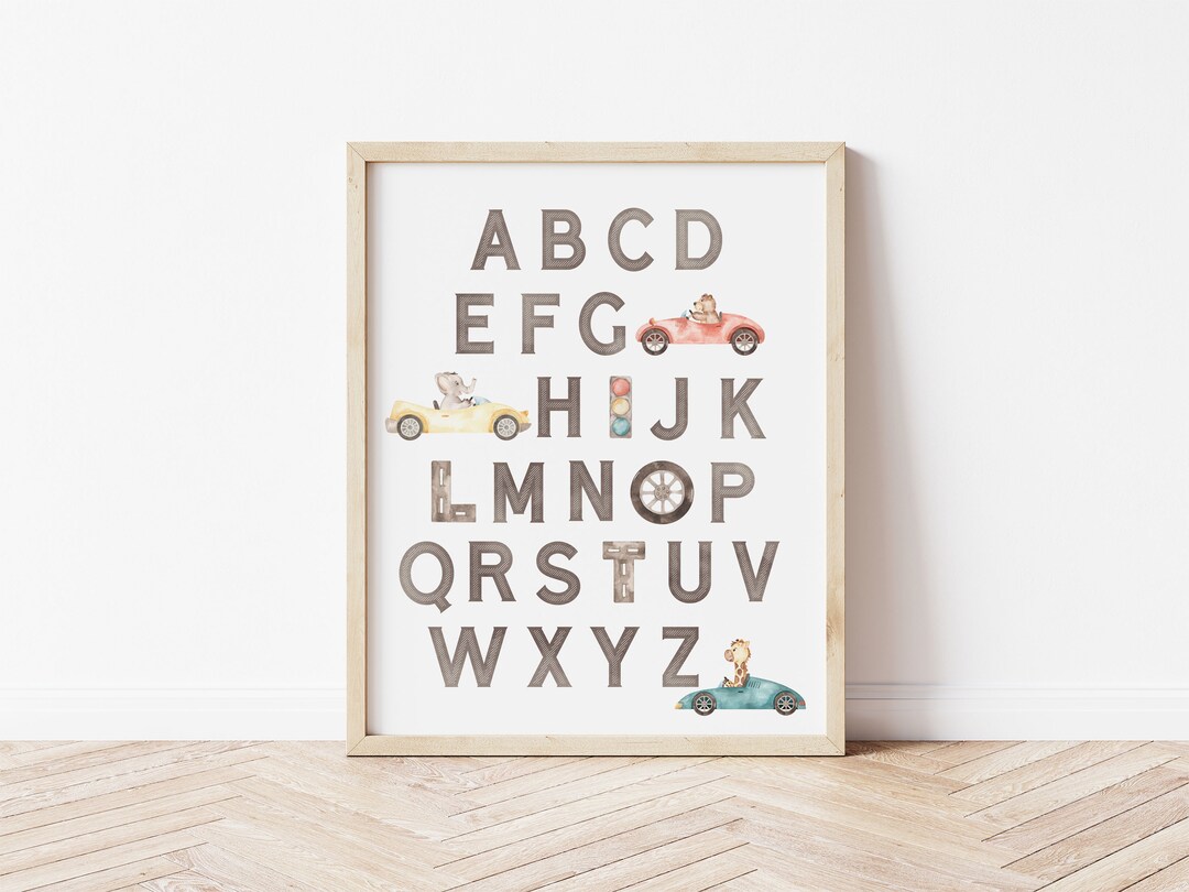 Race Car Alphabet Poster, Digital Download, Printable, Nursery Decor ...