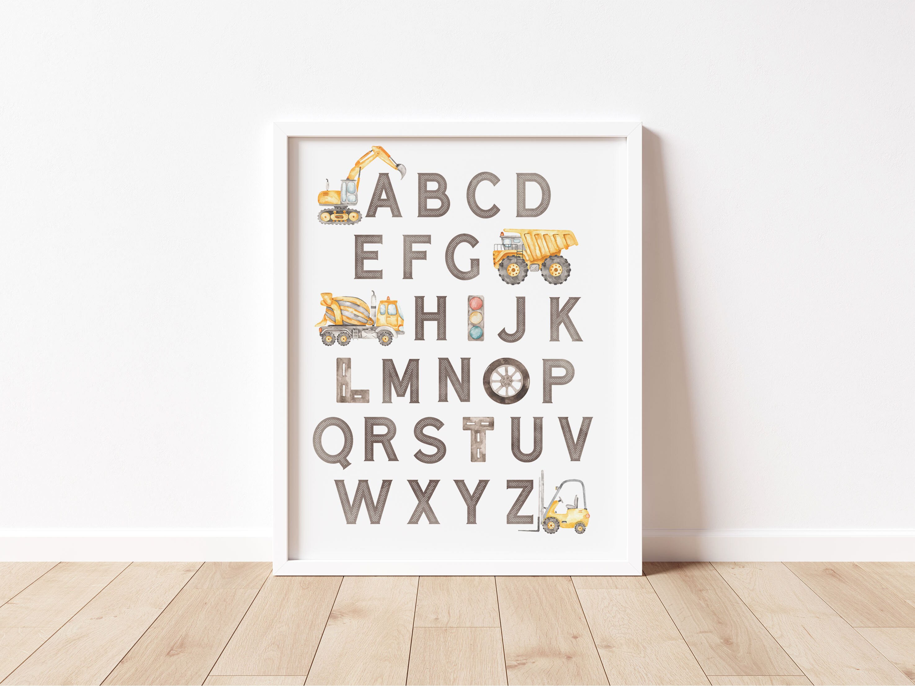 Construction Alphabet Poster, Printable, Nursery Decor, ABC Print, Kids ...