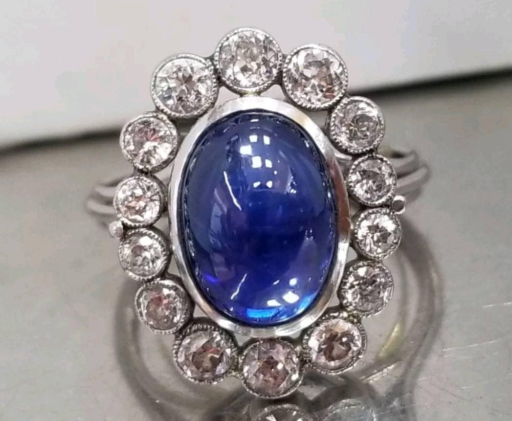 Platinum Vintage ring natural blue sapphire 7.35ct GIA cert | Etsy