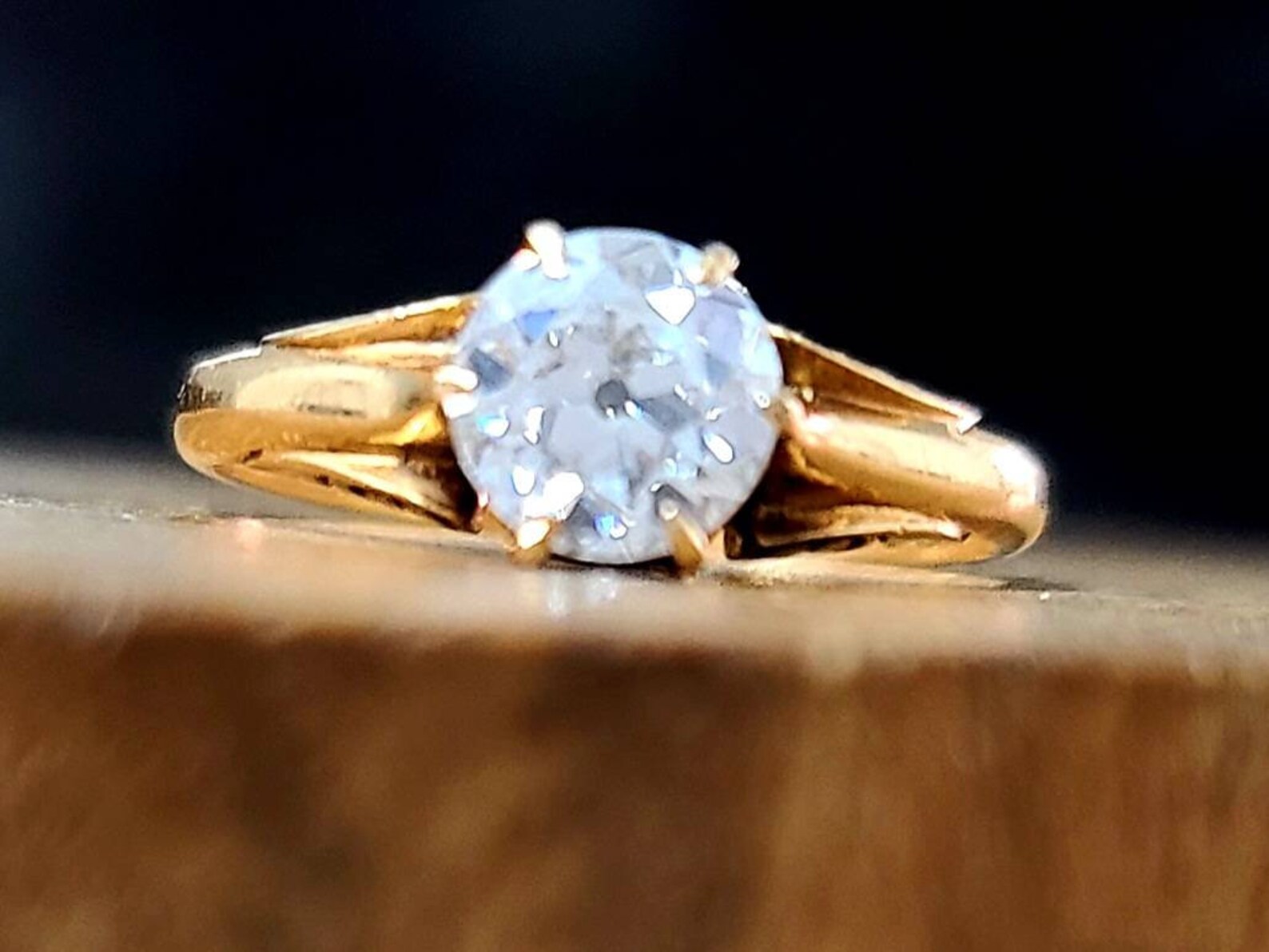 14k Yellow Gold Vintage Engagement Ring Natural Old Mine Cut | Etsy