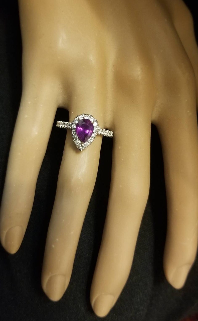 14k White Gold Engagement Ring 1.57ct Natural Purple Gem | Etsy