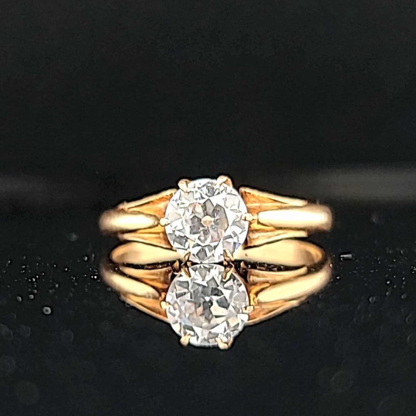 14k Yellow Gold Vintage Engagement Ring Natural Old Mine Cut | Etsy