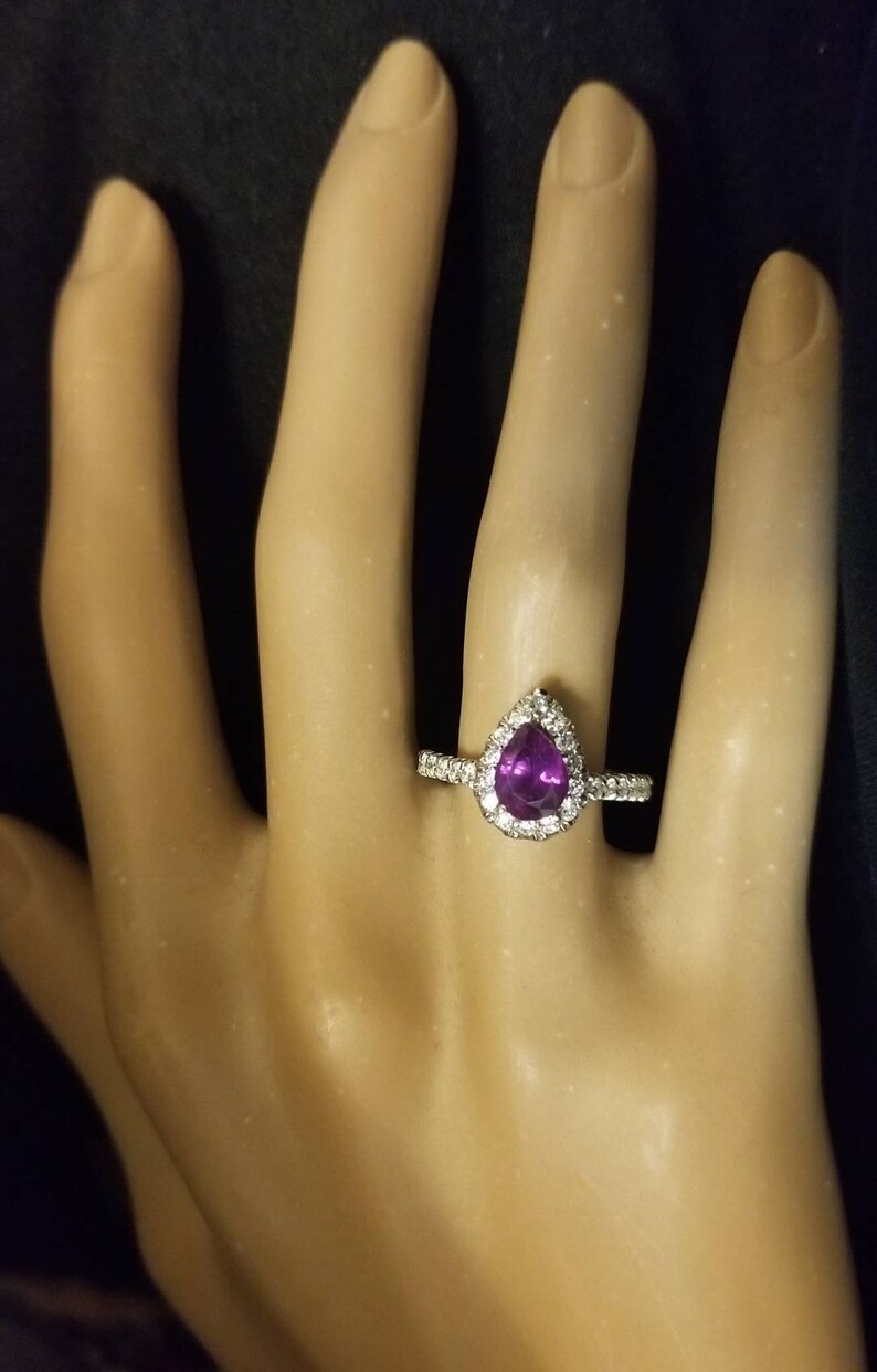 14k White Gold Engagement Ring 1.57ct Natural Purple Gem | Etsy