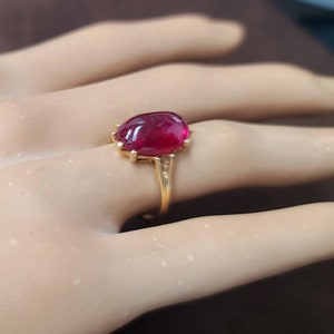 Vintage 14k Yellow Gold Engagement Ring 6.85CT. Natural Rubellite ...