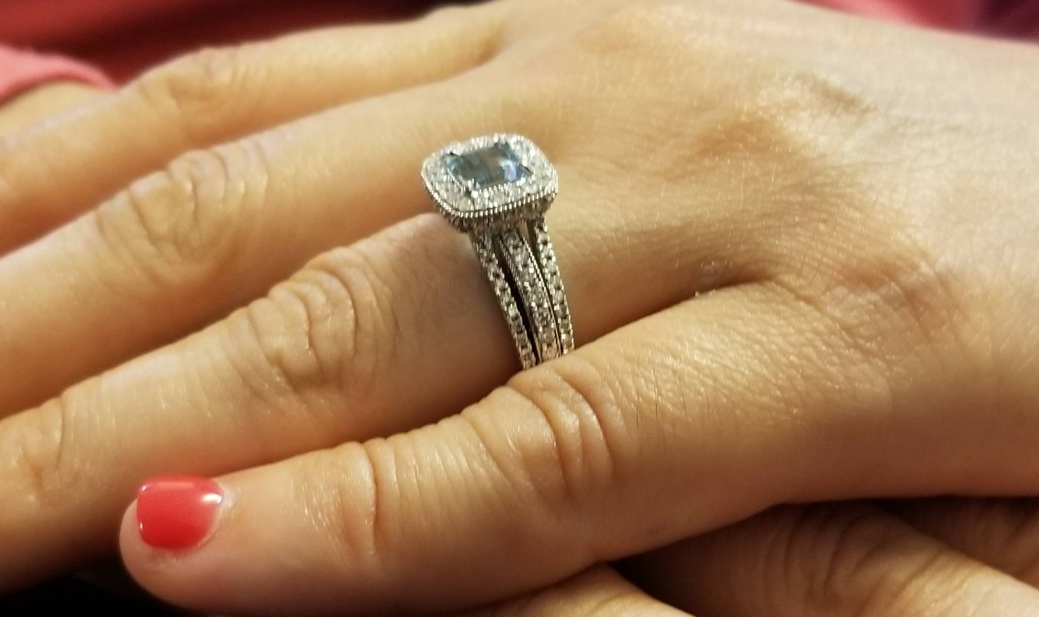 14k white gold engagement Ring 0.84ct Natural Aquamarine | Etsy