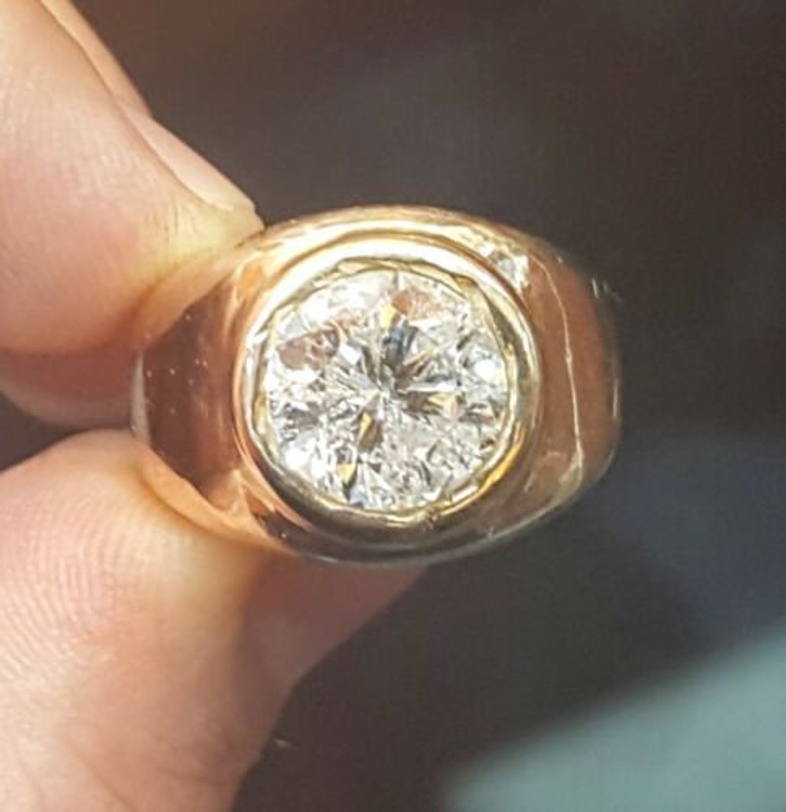 14K Yellow Gold Men's Ring Natural Round Diamonds 5.05CT H-SI3 - Etsy