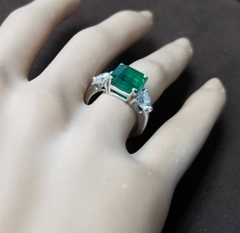 Vintage Platinum Engagement Three Stones Ring 3.42CT. Natural - Etsy