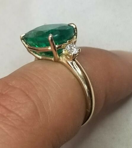 Gorgeous 14K Yellow Gold Ring 5.12CT. NATURAL GREEN EMERALD | Etsy