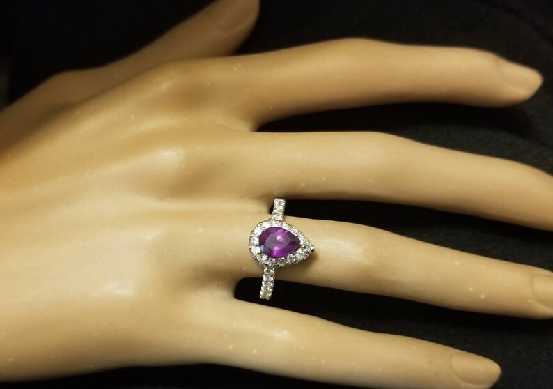 14k White Gold Engagement Ring 1.57ct Natural Purple Gem | Etsy