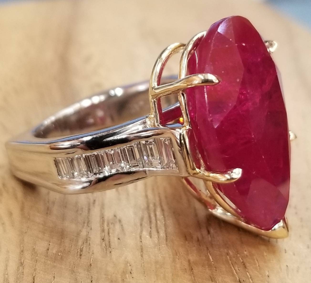 Vintage platinum 18k yellow gold engagement Ring 26.15CT. | Etsy