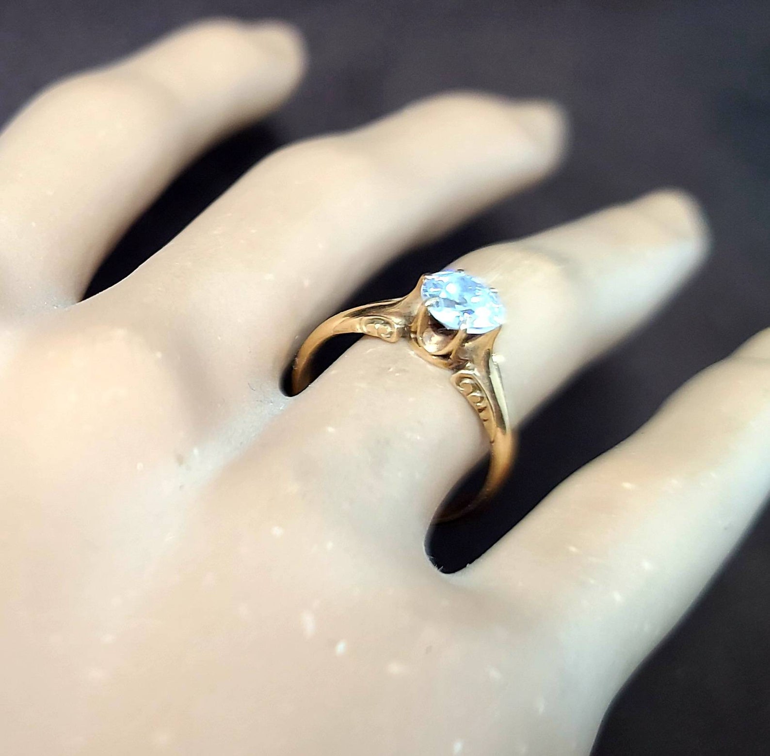 14k Yellow Gold Vintage Engagement Ring Natural Old Mine Cut | Etsy