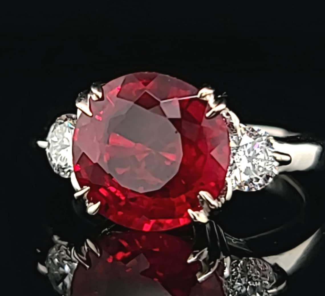 14k White Gold Engagement Ring 4.04CT. Natural Ruby Round - Etsy