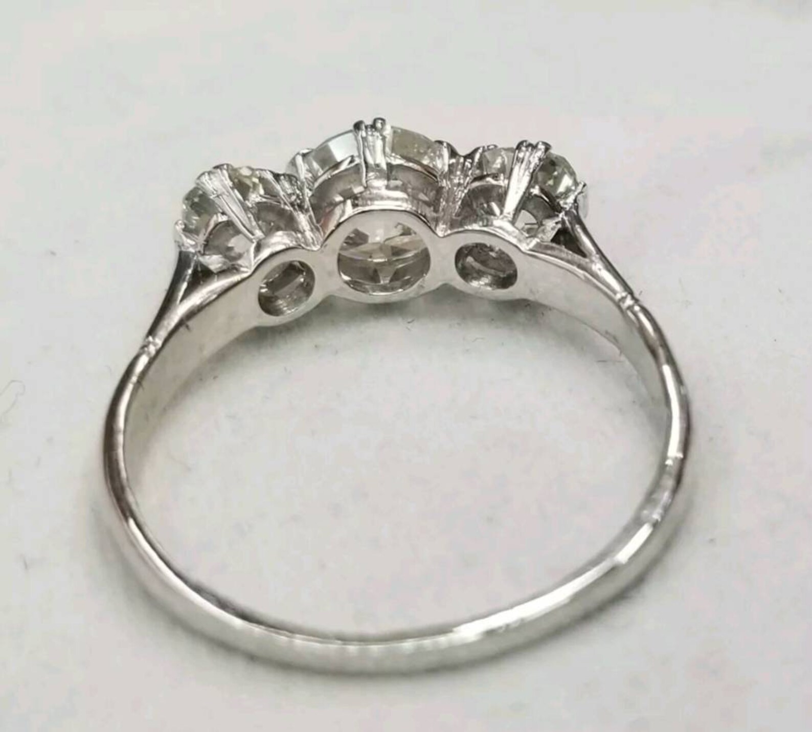 Vintage Three Stone Engagement Ring ROUND OLD Mine CUT - Etsy