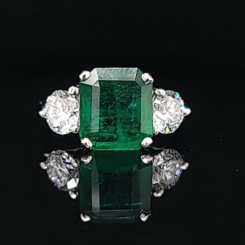 Vintage Platinum Engagement Three Stones Ring 3.42CT. Natural | Etsy