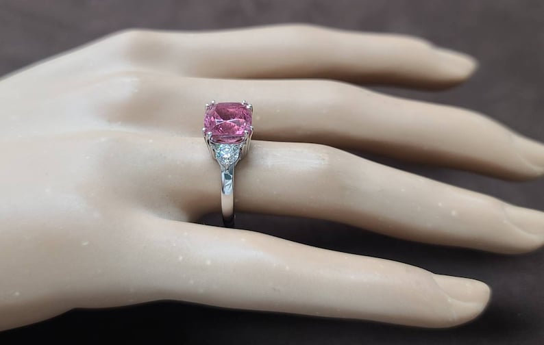 Vintage 14k White Gold Engagement Ring 3.86CT. Natural Pink - Etsy
