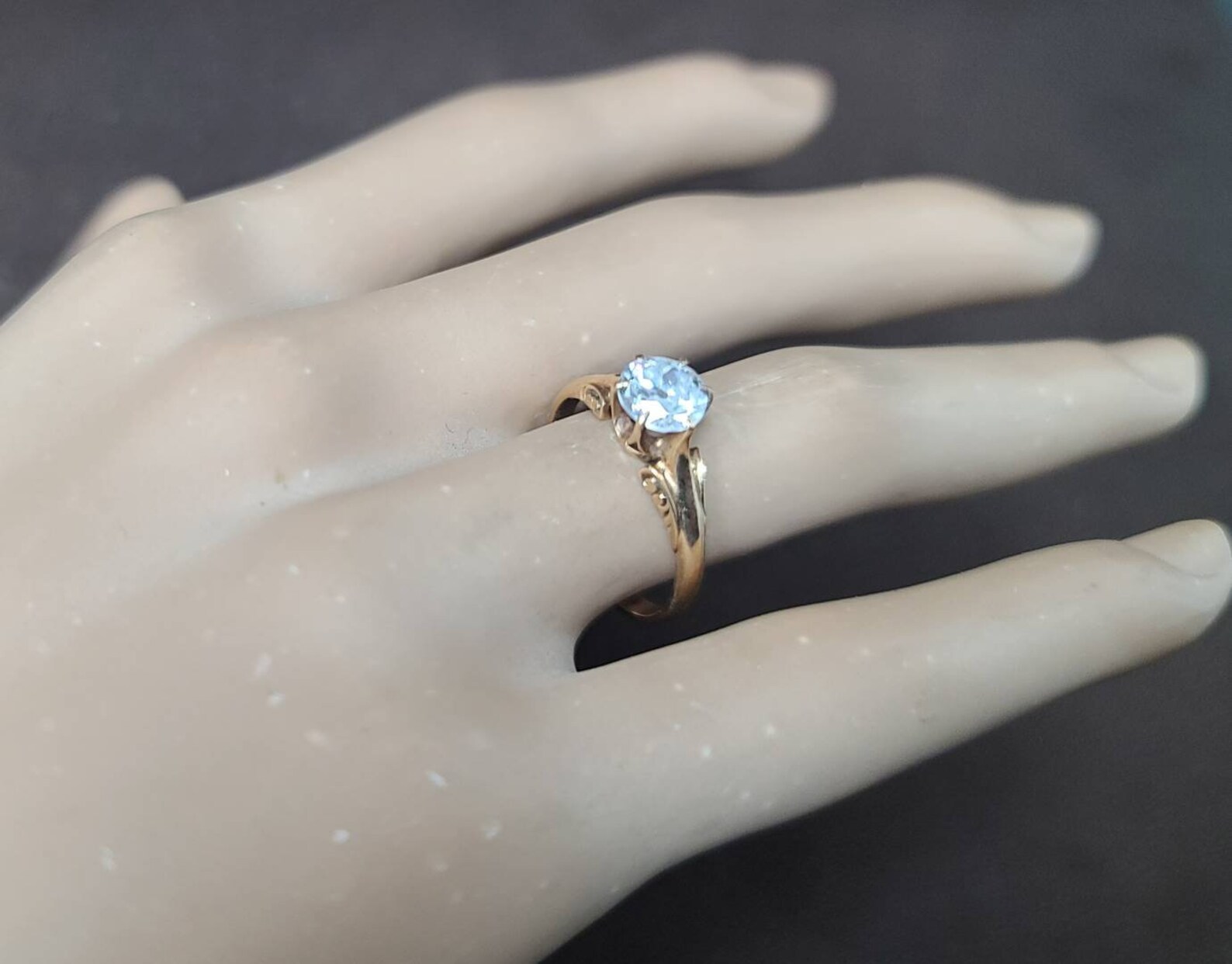 14k Yellow Gold Vintage Engagement Ring Natural Old Mine Cut | Etsy