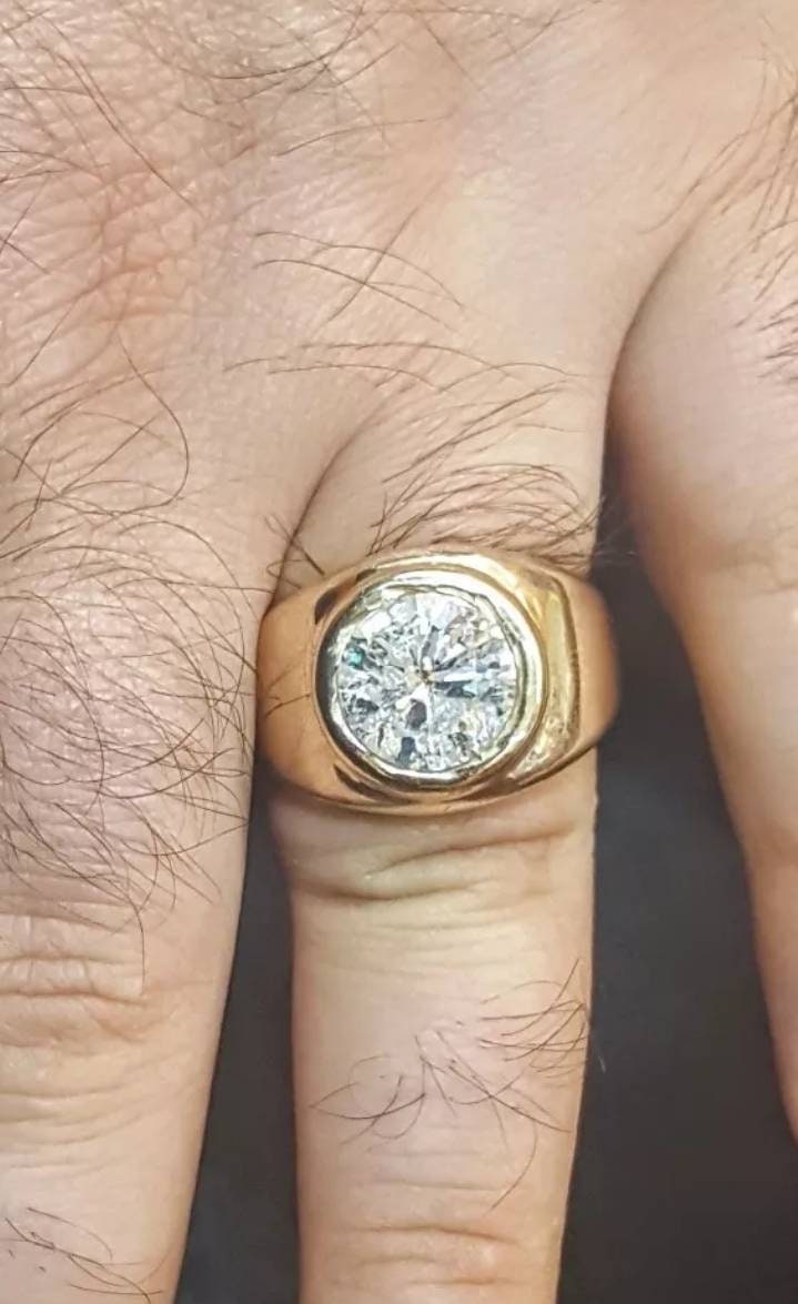 14K Yellow Gold Men's Ring Natural Round Diamonds 5.05CT H-SI3 - Etsy