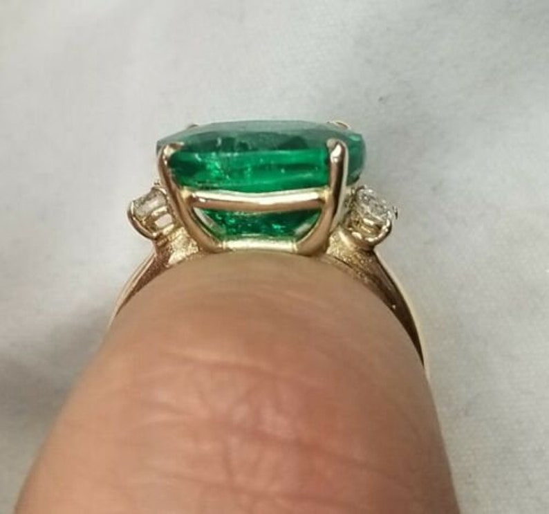 Gorgeous 14K Yellow Gold Ring 5.12CT. NATURAL GREEN EMERALD - Etsy