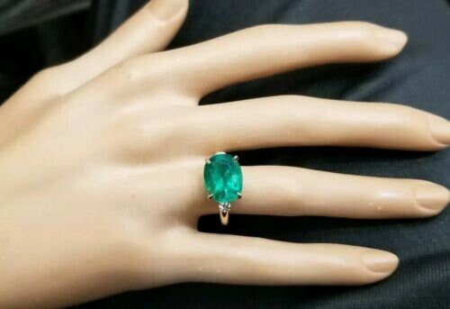Gorgeous 14K Yellow Gold Ring 5.12CT. NATURAL GREEN EMERALD | Etsy
