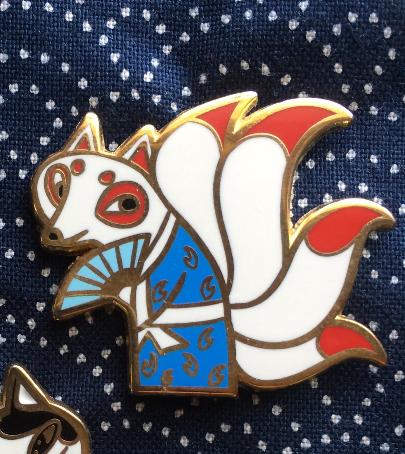 KANTA the KITSUNE Yokai Enamel Pin | Etsy