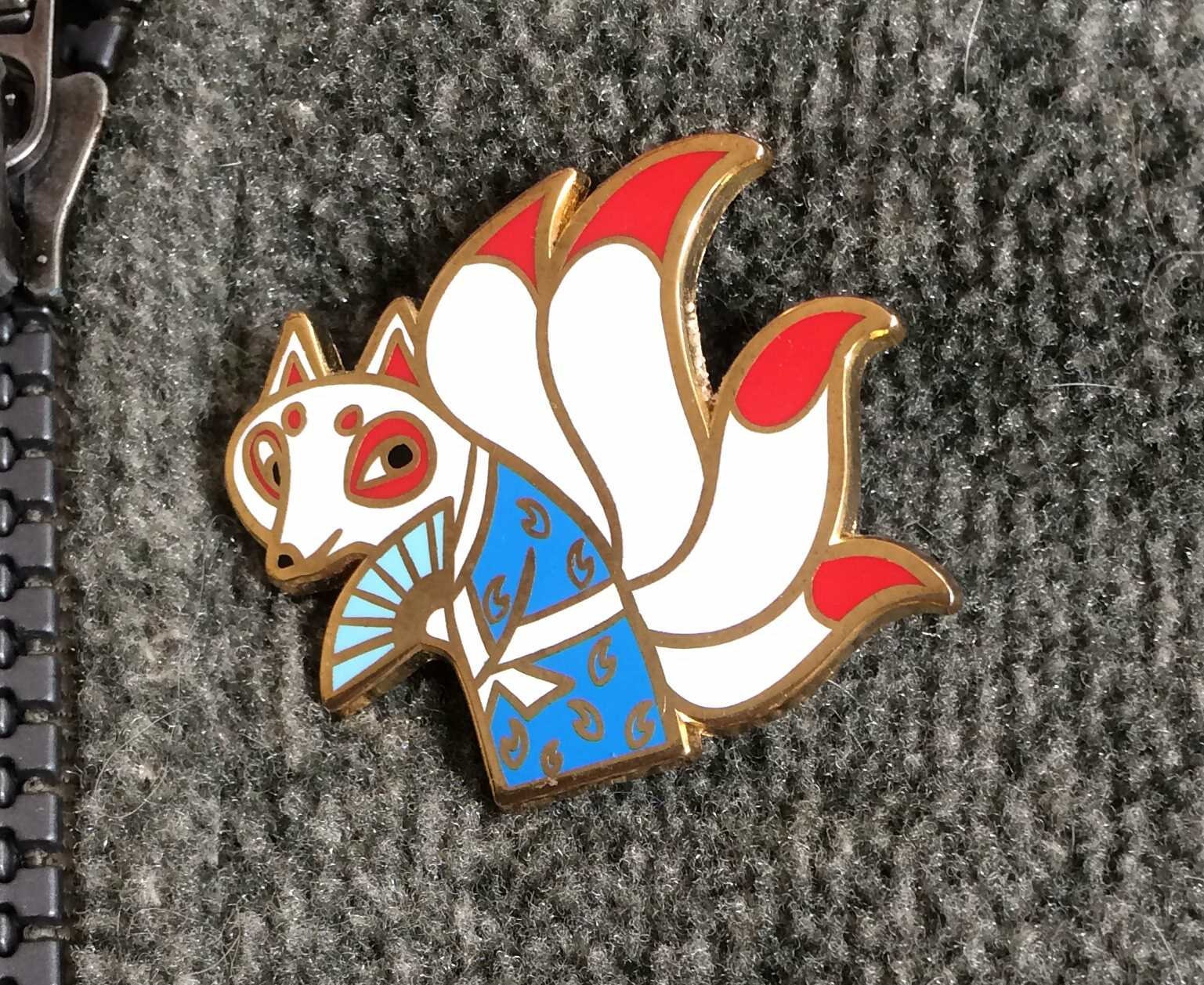 KANTA the KITSUNE Yokai Enamel Pin | Etsy