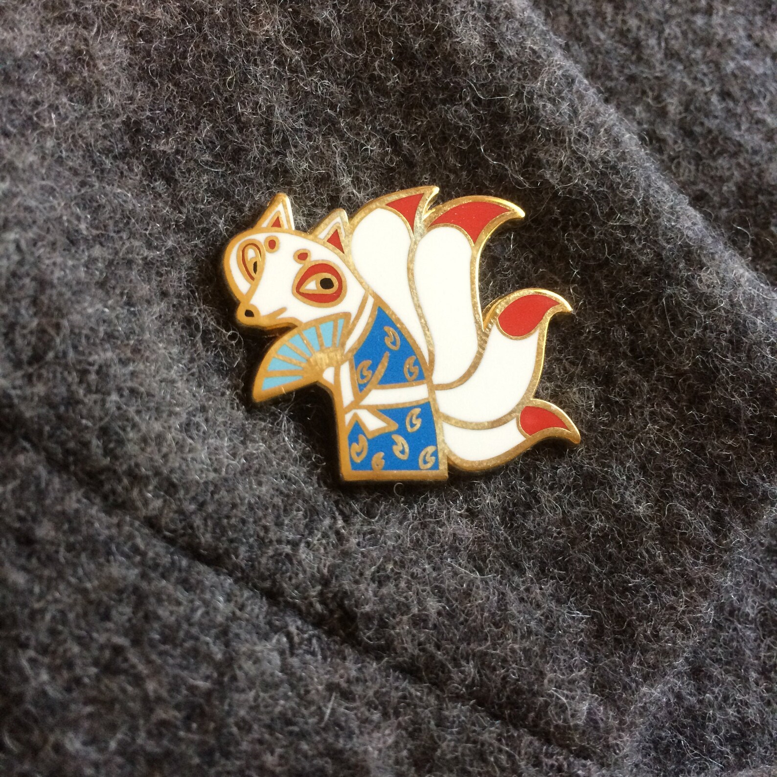KANTA the KITSUNE Yokai Enamel Pin | Etsy