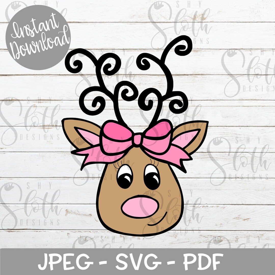 Christmas Reindeer Girl With Bow SVG Cut File - Etsy