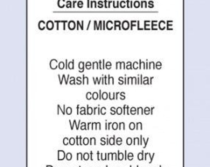 Care Label on Satin Fabric COTTON / MICROFLEECE 1002 20 Pack Washing ...