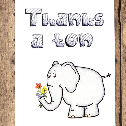 Thanks a Ton Greeting Card Thank You Card - Etsy