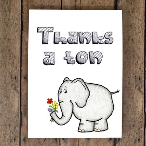 Funny Thank You Card Thanks a Ton - Etsy
