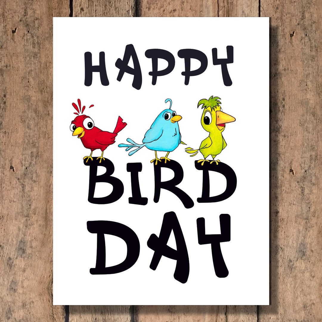 Funny Birthday Card Happy Bird Day - Etsy