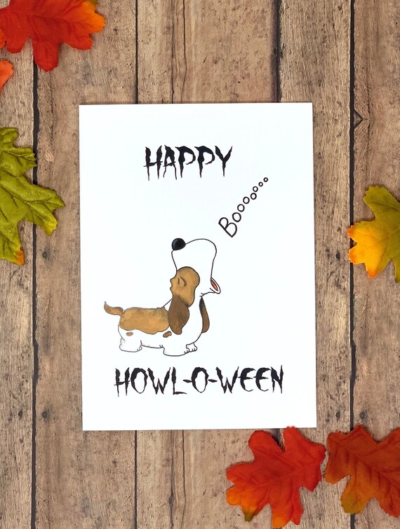 Funny Dog Halloween Card Happy Howl-o-ween - Etsy